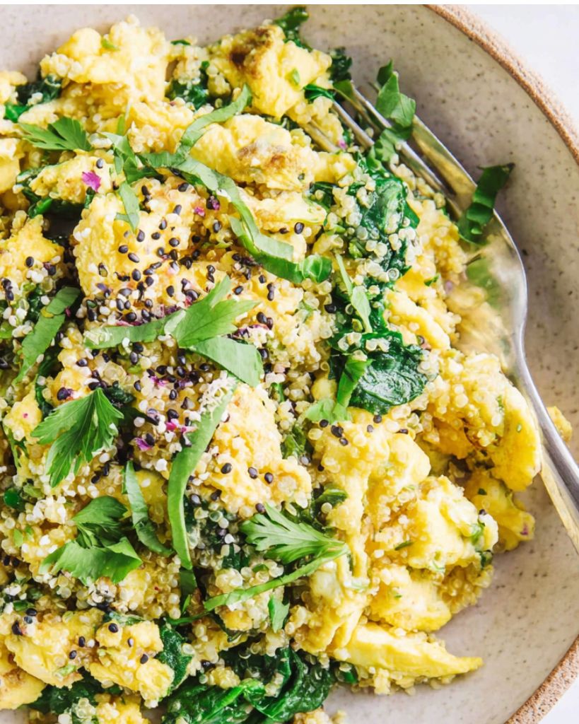 High Protein Healthy Egg Scramble with Quinoa